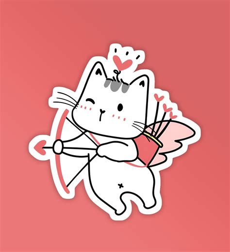 Cupid Kitty Laptop And Mobile Stickers Peeekaboo