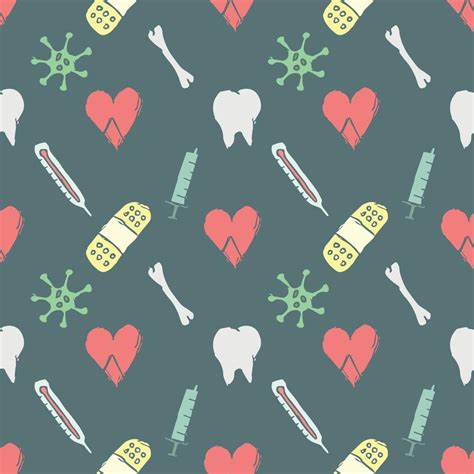 Seamless Medicine Pattern Doodle Vector Background With Medicine Icons