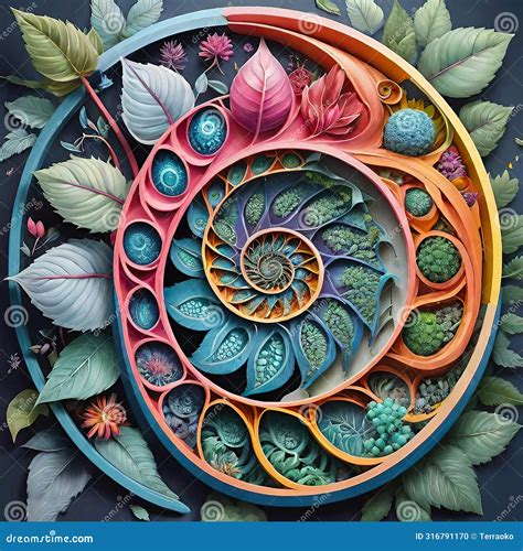 Circular Fibonacci Pattern The Structure Of A Pine Cone Cartoon Vector