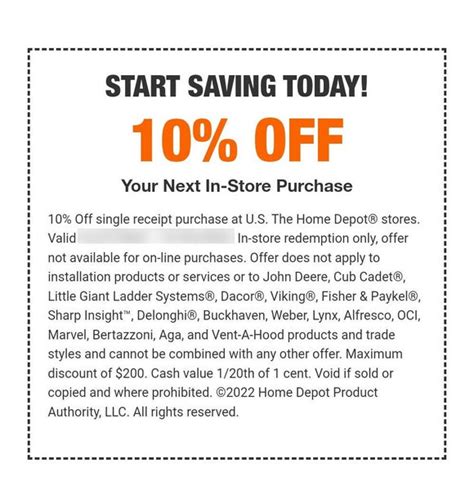 Home Depot−10 Off Entire In Store Purchase