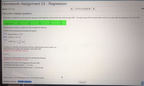 solved homework assignment 23 regression score 0 of 1 pt