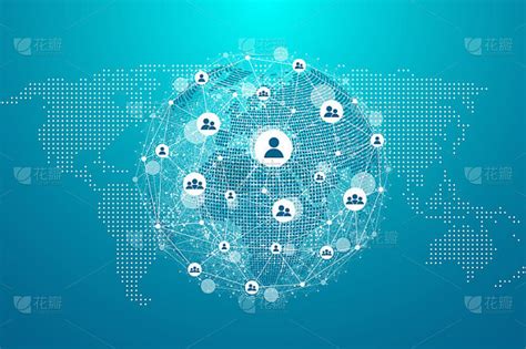 全球网络连接概念。大数据可视化。社交网络通信在全球计算机网络中。互联网技术。业务。科学。矢量图