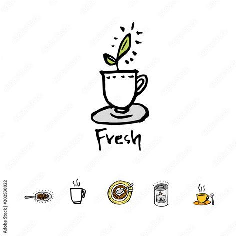 카페 포스터 손으로 그린 커피 그림 Stock 벡터 Adobe Stock