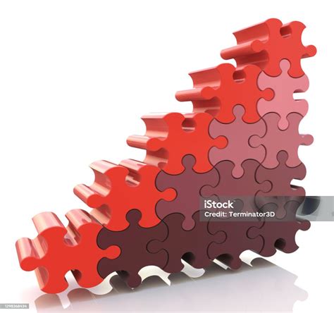 비즈니스 및 경제와 관련된 정보의 디자인에 퍼즐 성공 금융 바 차트 그래프 3d 일러스트레이션 개선에 대한 스톡 사진 및 기타