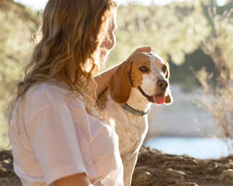 Cachorro De Lado E Mulher Comendo Uma Fatia De Melancia Foto Grátis