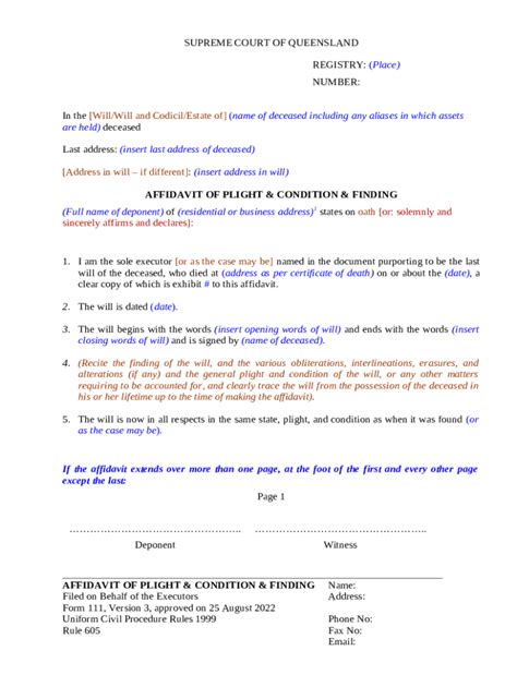 Ucpr 111 Ucpr Affidavit Of Plight Doc Template Pdffiller
