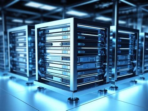 Servers Computer Blue Electronics Premium Ai Generated Image