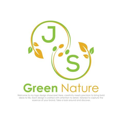 Premium Vector Js Initial Monogram Logo For Green Nature With Circle