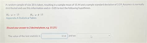 solved a random sample of size 20 ﻿is taken resulting in a