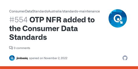Otp Nfr Added To The Consumer Data Standards · Issue 554