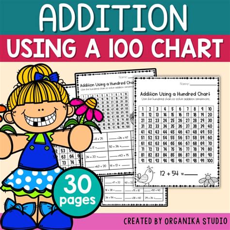 Adding Using Hundreds Chart 2 Digit Number Worksheet Theme Spring