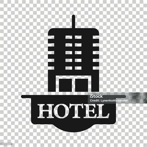 플랫 스타일의 호텔 간판 아이콘입니다 흰색 고립 된 배경에 여관 건물 벡터 그림입니다 호스텔 룸 비즈니스 컨셉 3가지 개체에 대한 스톡 벡터 아트 및 기타 이미지 Istock