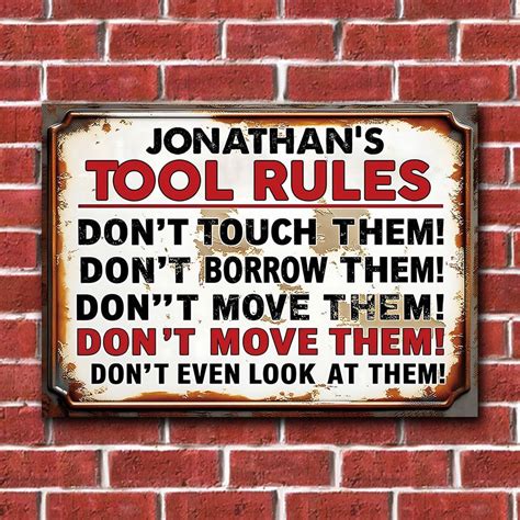 My Tool Rules Personalized Garage Rectangle Metal Sign Designed By