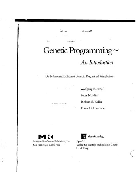 PDF Genetic Programming An Introduction On The Automatic Evolution Of Computer Programs And