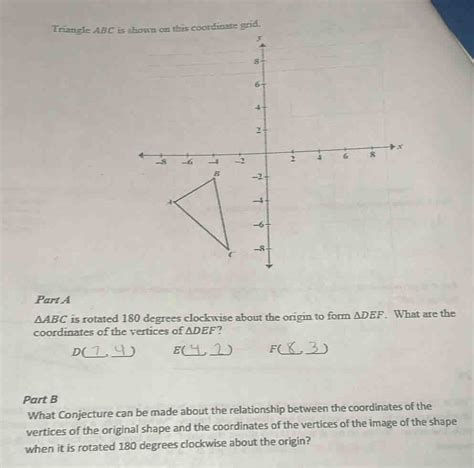 triangle abc isrid part a abc is rotated 180 degrees clockwise about