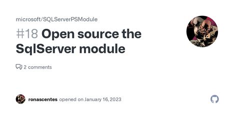 Open Source The Sqlserver Module · Issue 18 · Microsoft