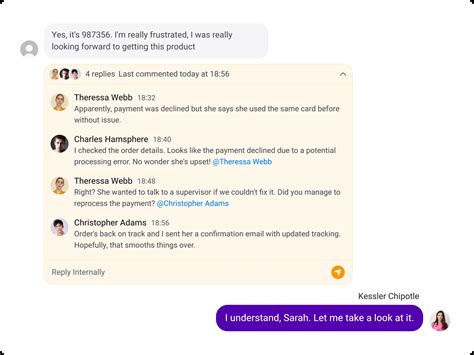 internal message thread collaborate and resolve queries faster