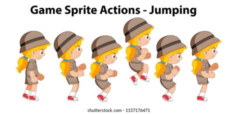 Game Sprite Actions Jumping Illustration Stock Vector Royalty Free Shutterstock