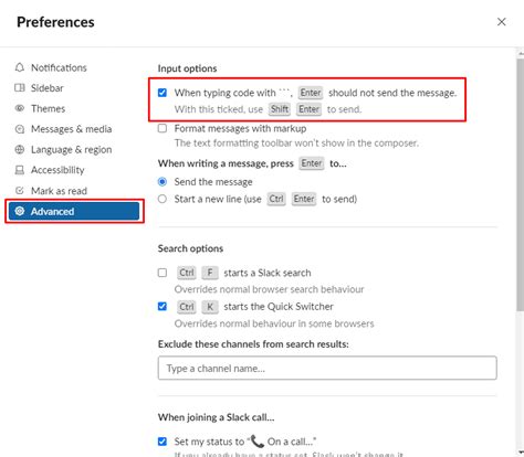 Slack How To Prevent Messages From Sending When You Press Enter When Sending A Code Snippet