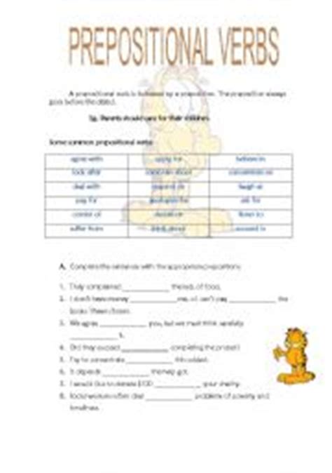 Prepositional Verbs Grammar List Exercises KEY Included ESL