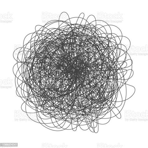 얽힌 혼돈 추상적 인 손 은 지저분한 낙서 볼 벡터 일러스트를 그린 임의의 혼란스러운 동적 스크롤링 라인 흰색 배경에 고립 된 야생 감정 불규칙한 패턴 가능성에 대한 스톡