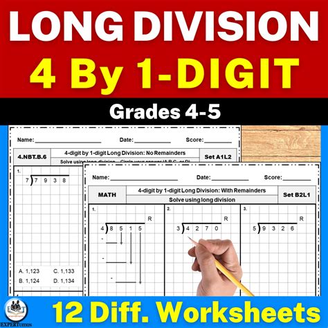 4 Digit By 1 Digit Long Division Grade 4 Worksheets Expertuition