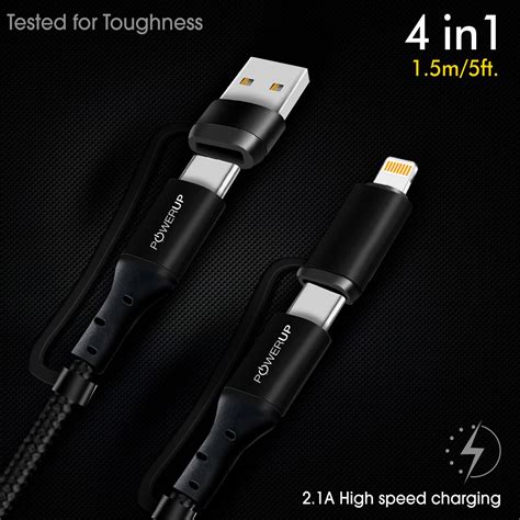 Buy POWERUP Type C to Type C, Lightning, USB to Type C, Lightning 5 ...