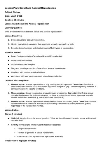 Igcse Biology Edexcel Sexual And Asexual Reproduction Teaching Resources