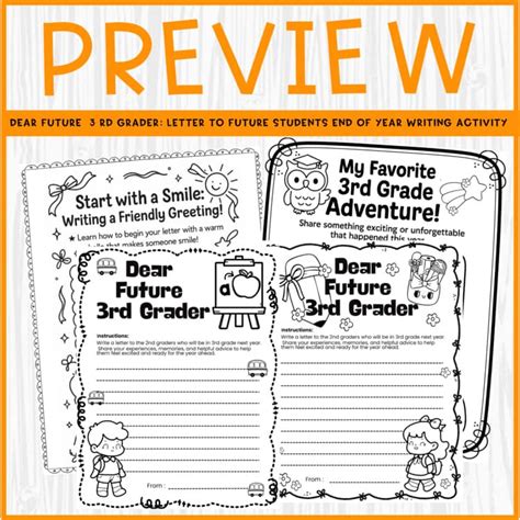 Dear Future 3rd Grader Letter To Future 3rd Grader End Of Year Writing