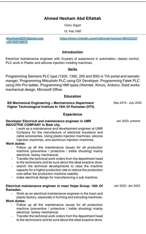Ahmed Hesham On Linkedin Cv