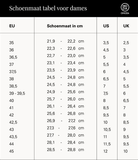 Welke Schoenmaat Heb Ik In Uk Of Us Bekijk Het Hier Omoda