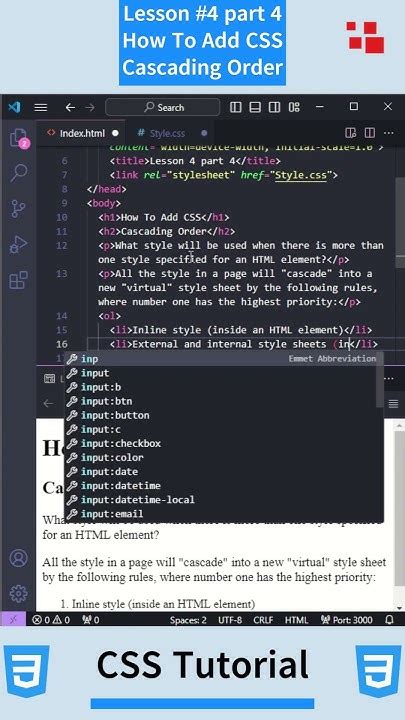 css tutorial lesson 4 part 4 how to add css cascading order css