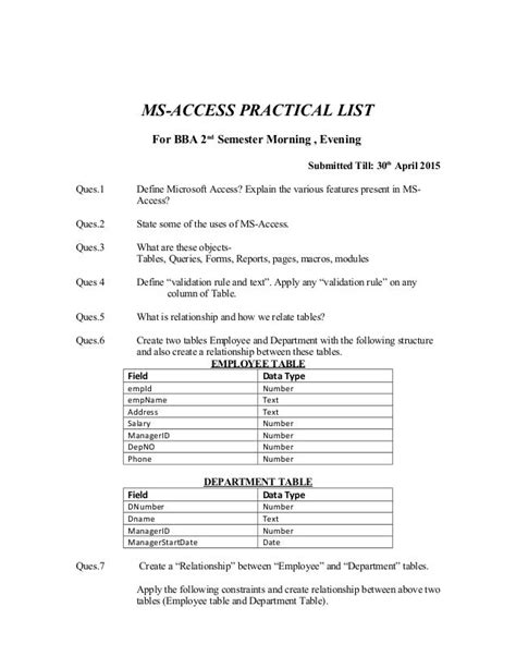 access practicals 2015