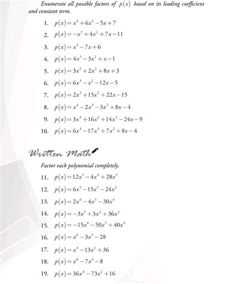 enumerate all possible factors of p x based on its leading coefficient