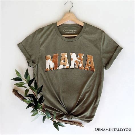 Cow Print Mama Western T Shirt Faux Cowhide Mom Tee
