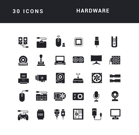 Set Of Simple Icons Of Hardware Vector Art At Vecteezy