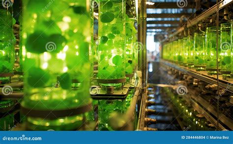 Photobioreactor In Laboratory Algae Biofuel Industry Stock