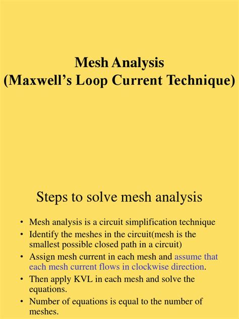 Mesh Analysis Maxwells Loop Current Technique Pdf Physical