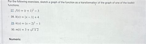Solved For The Following Exercises Sketch A Graph Of The Chegg