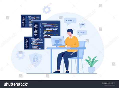 Web Development Programming Languages Css Html Stock Vector Royalty