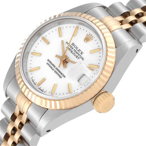 Rolex Datejust White Dial Steel Yellow Gold Ladies Watch 69173 For Sale