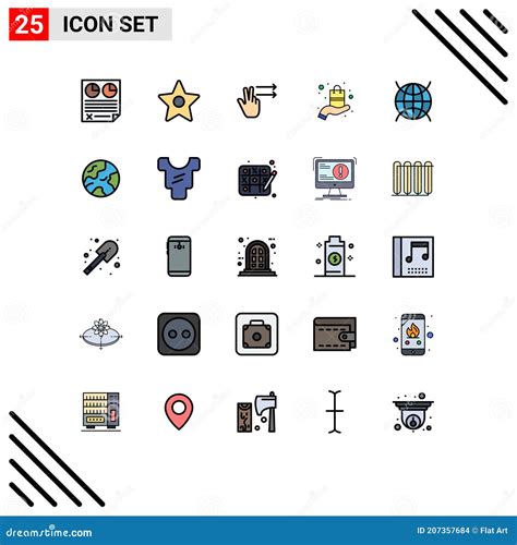 Editable Vector Line Pack Of 25 Simple Filled Line Flat Colors Of Iot Internet Fingers Sell