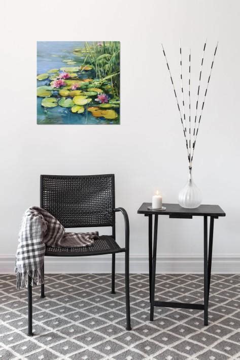 Купити картину «Рожеві латаття в жанрі водний і морський пейзаж олійними фарбами на полотні