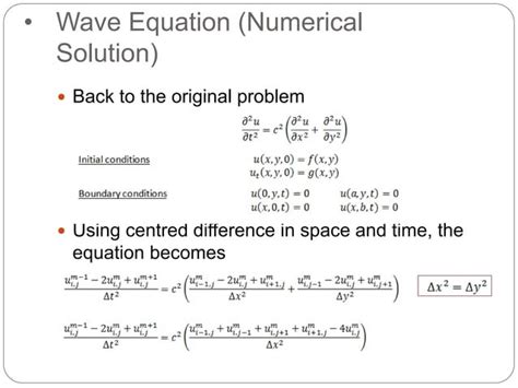 2 Dimensional Wave Equation Analytical And Numerical Solution Pptx Physics Science