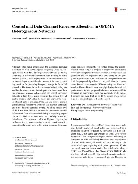 Pdf Control And Data Channel Resource Allocation In Ofdma Heterogeneous Networks
