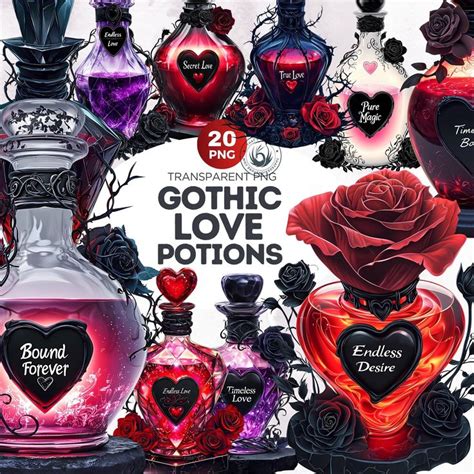 Gothic Love Potions Clipart Png Valentines Day Clipart Witch Potion