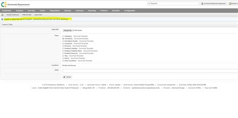 unable to upload file due to exception uploads inventory xls no such