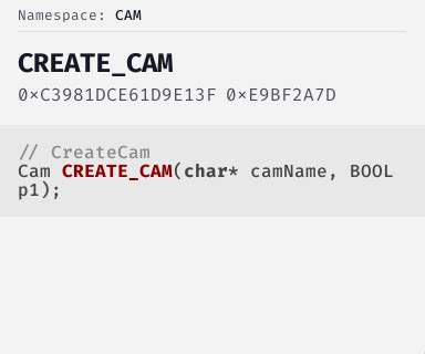 CreateCam FiveM Natives Cfx Re Docs