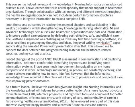 Solution Nr512 Week 8 Reflection On Nursing Informatics Skills And Impact On Specialty