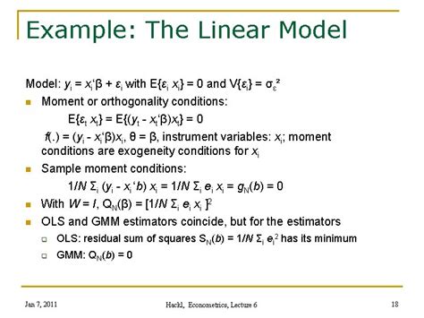Econometrics Lecture GMMEstimator And Econometric Models Contents